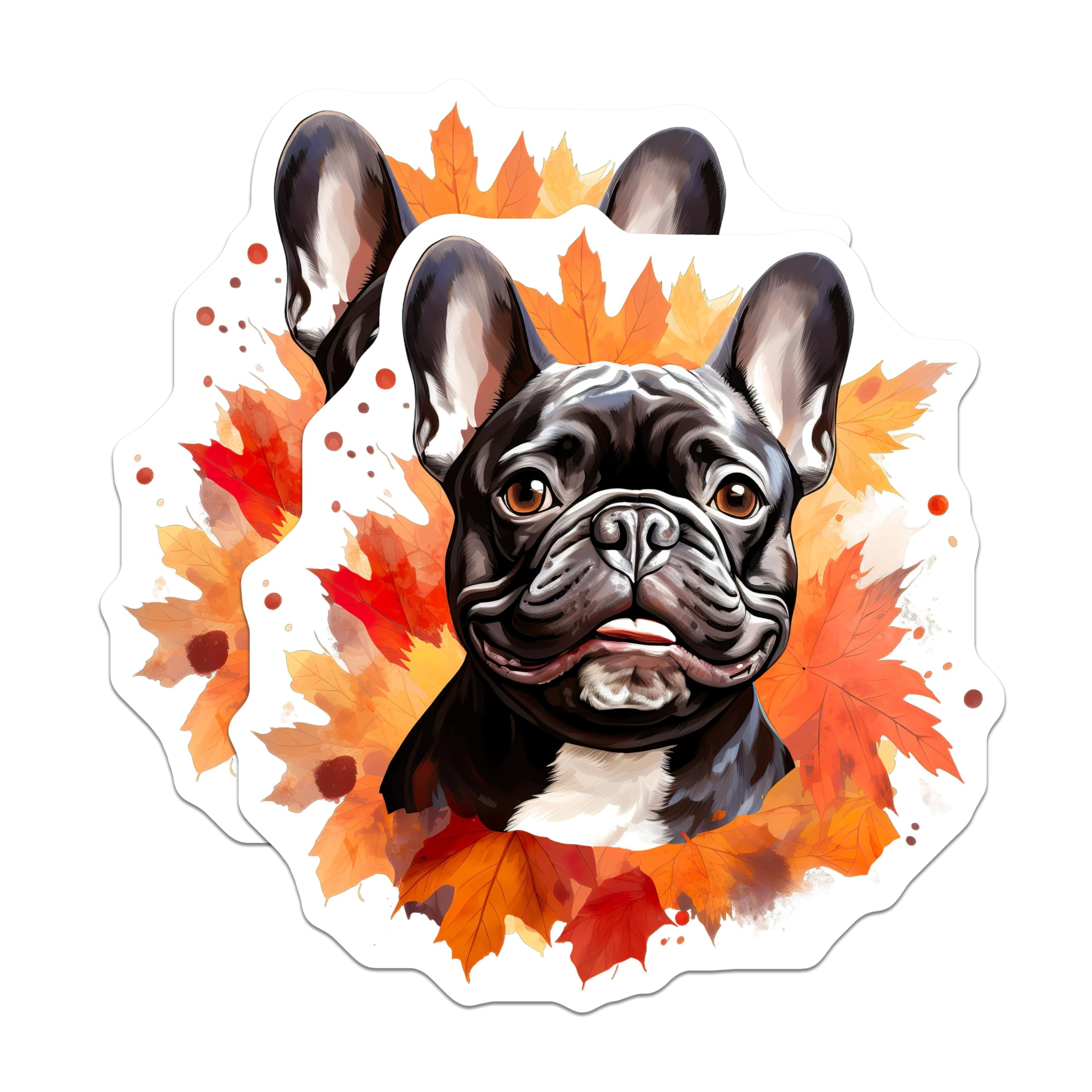 (2 Pack) French Bulldog Fall Stickers - Autumn Dog Lover Decals ...