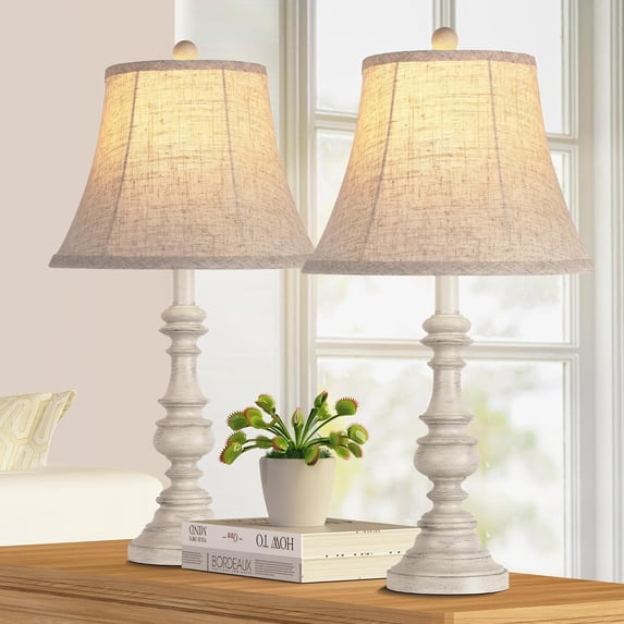 2-Pack French Country Table Lamps, Rustic Farmhouse Bedside Lamps with ...