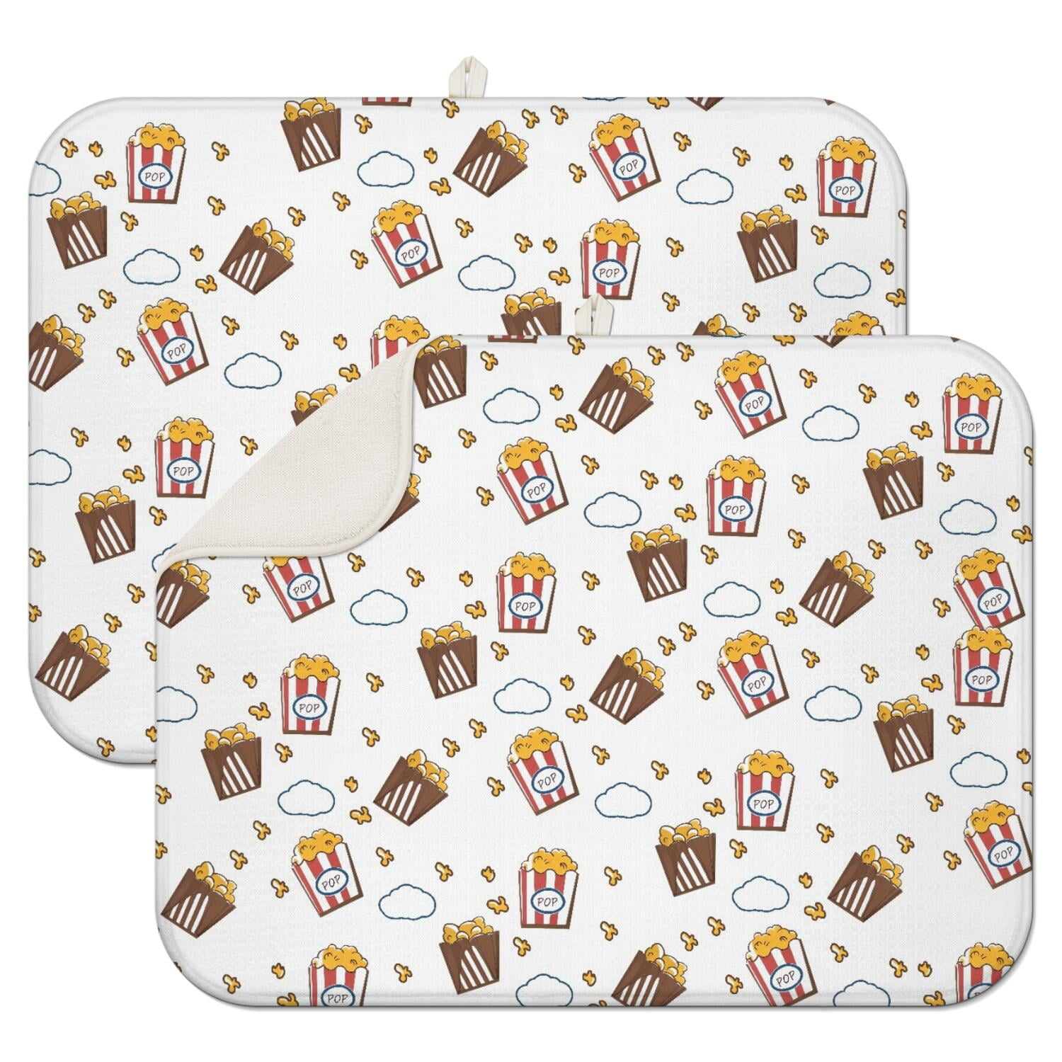 2 Pack French Fries Printed Dish Drying Mats - Super Absorbent ...
