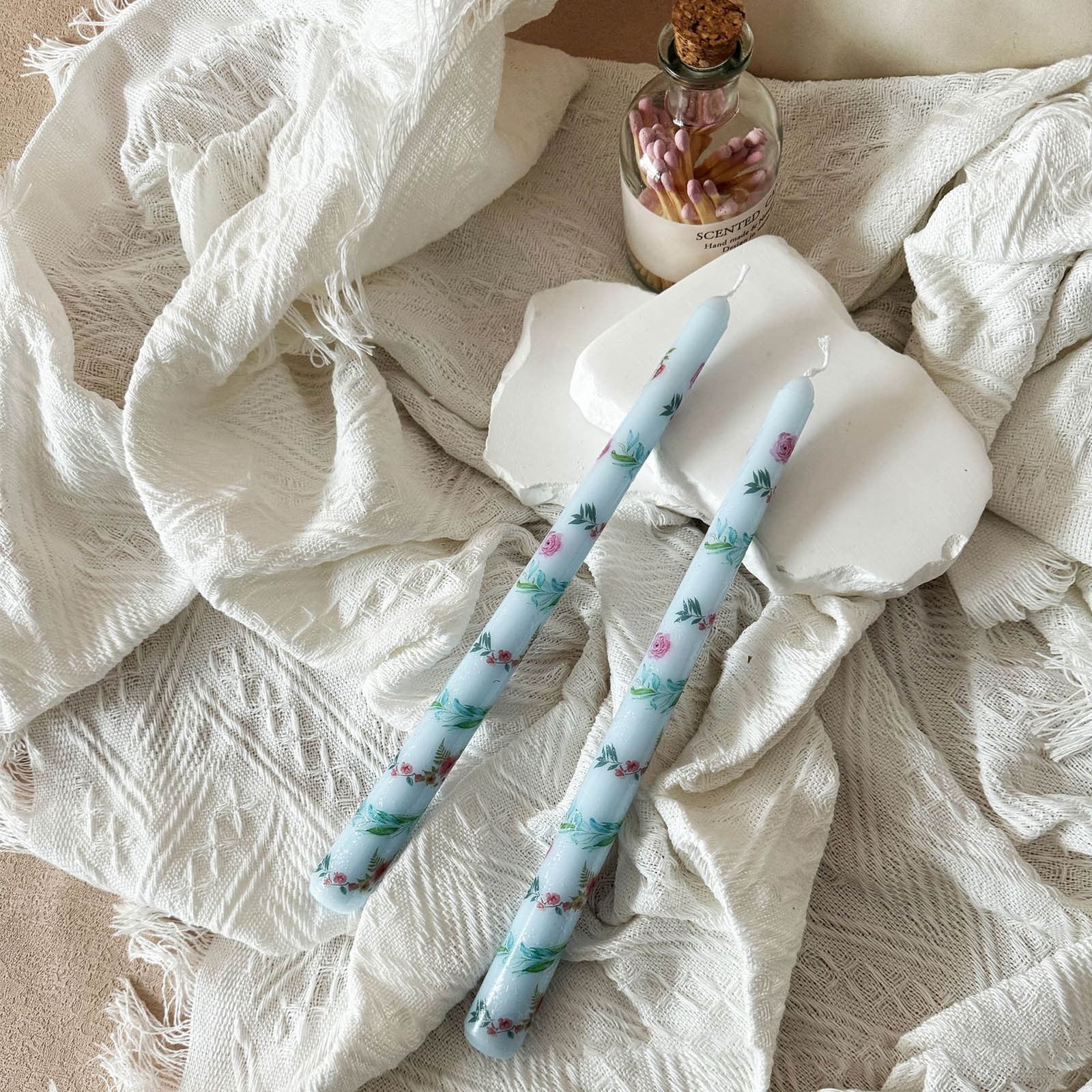 2-Pack French Printed Taper Candles, Long Rod Decorative Candles for ...