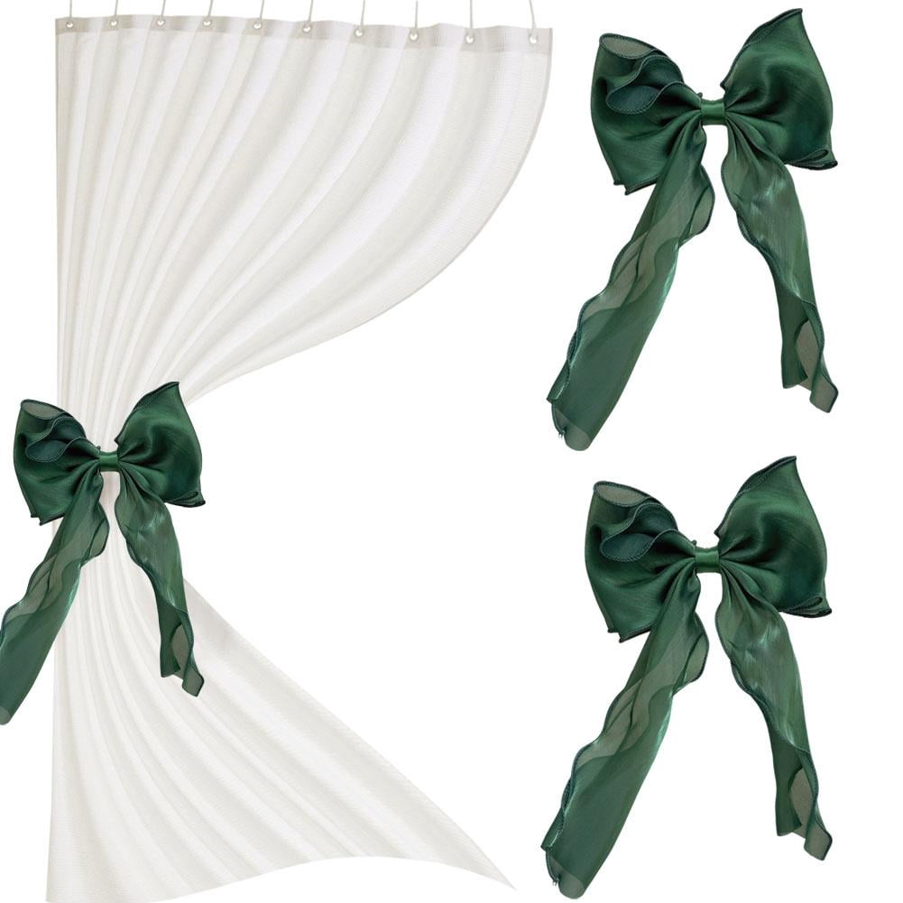 2 Pack French Silky Bow Curtain Tiebacks,Elegant Lace Ribbon for ...