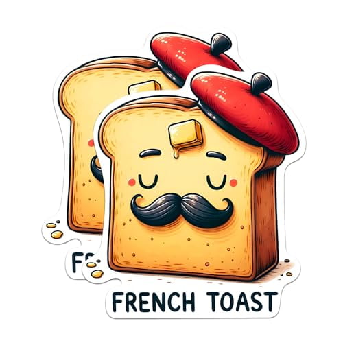 (2 Pack) French Toast Sticker - Funny Breakfast Pun Foodie Sticker - 5 ...