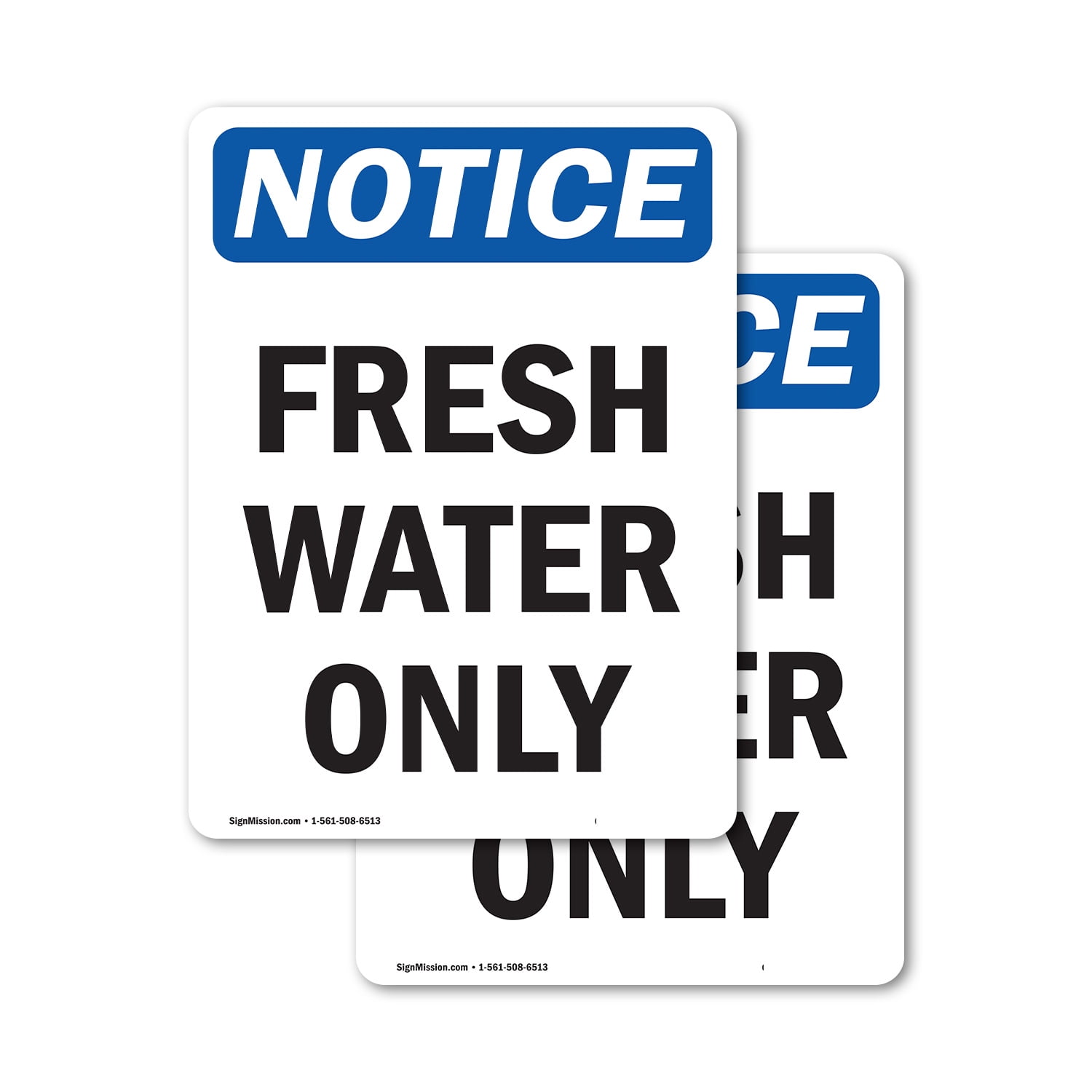 (2 Pack) Fresh Water Only OSHA Notice Sign 10 Inch X 14 Inch Vinyl ...