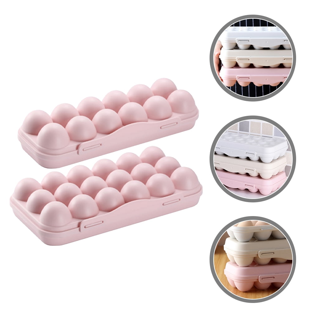 2-Pack Fridge Egg Holders - 12-Count Stackable Egg Trays - Shatterproof ...