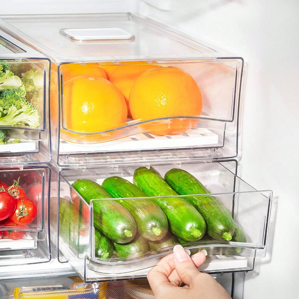 2 Pack Fridge Organizer, Stackable Refrigerator Organizer Bins ...
