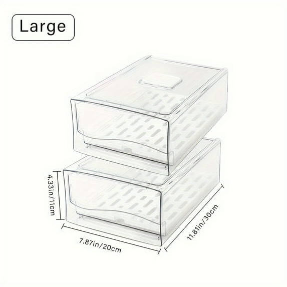 2-Pack Fridge Storage Bins with Drainage Tray, Stackable Reusable Food ...