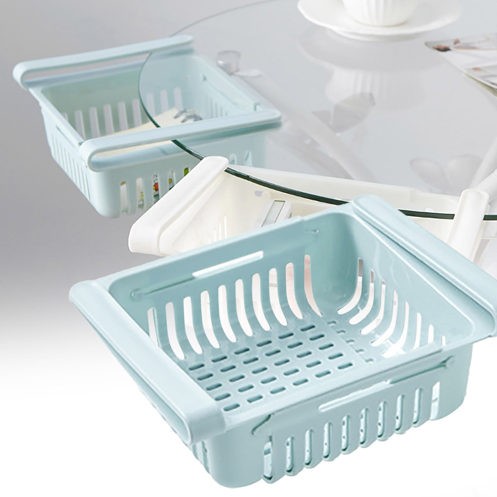 2 Pack Fridge Storage Containers Retractable Space Refrigerator Drawer ...