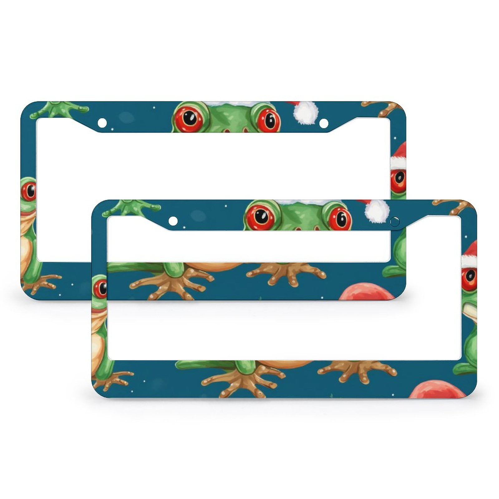 2 Pack Frog Christmas License Plate Frames Green Cartoon Frogs License ...