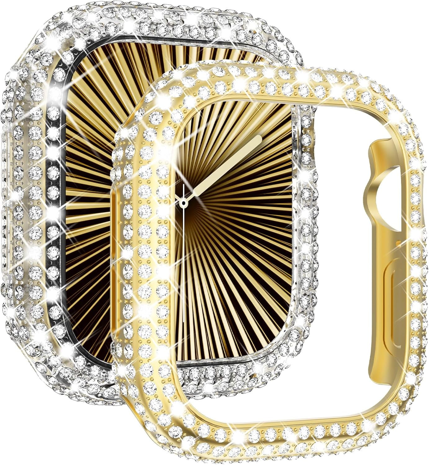 2-Pack Full Diamonds Bling Cases for Apple Watch Case 46mm Series 10 ...