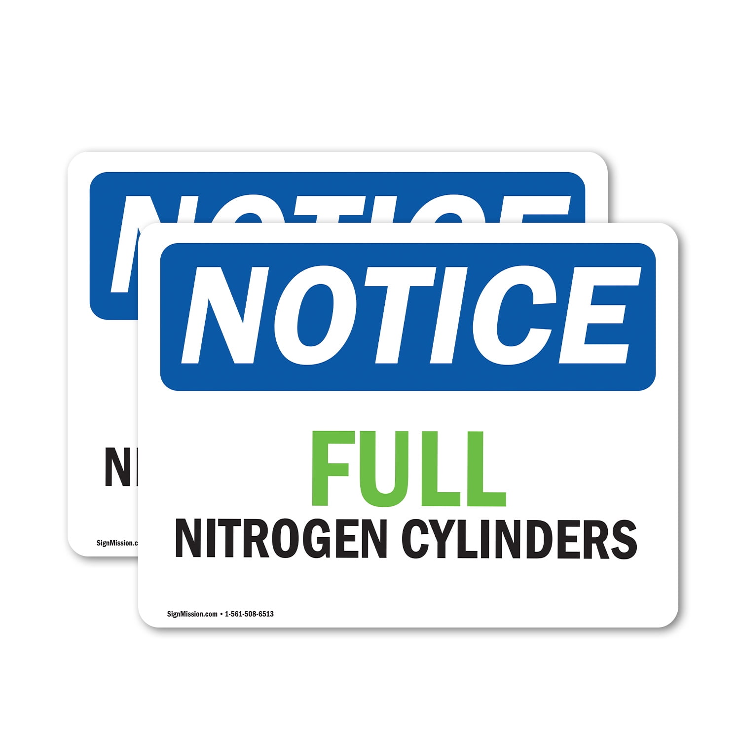 (2 Pack) Full Nitrogen Cylinders OSHA Notice Sign 18 Inch X 12 Inch ...