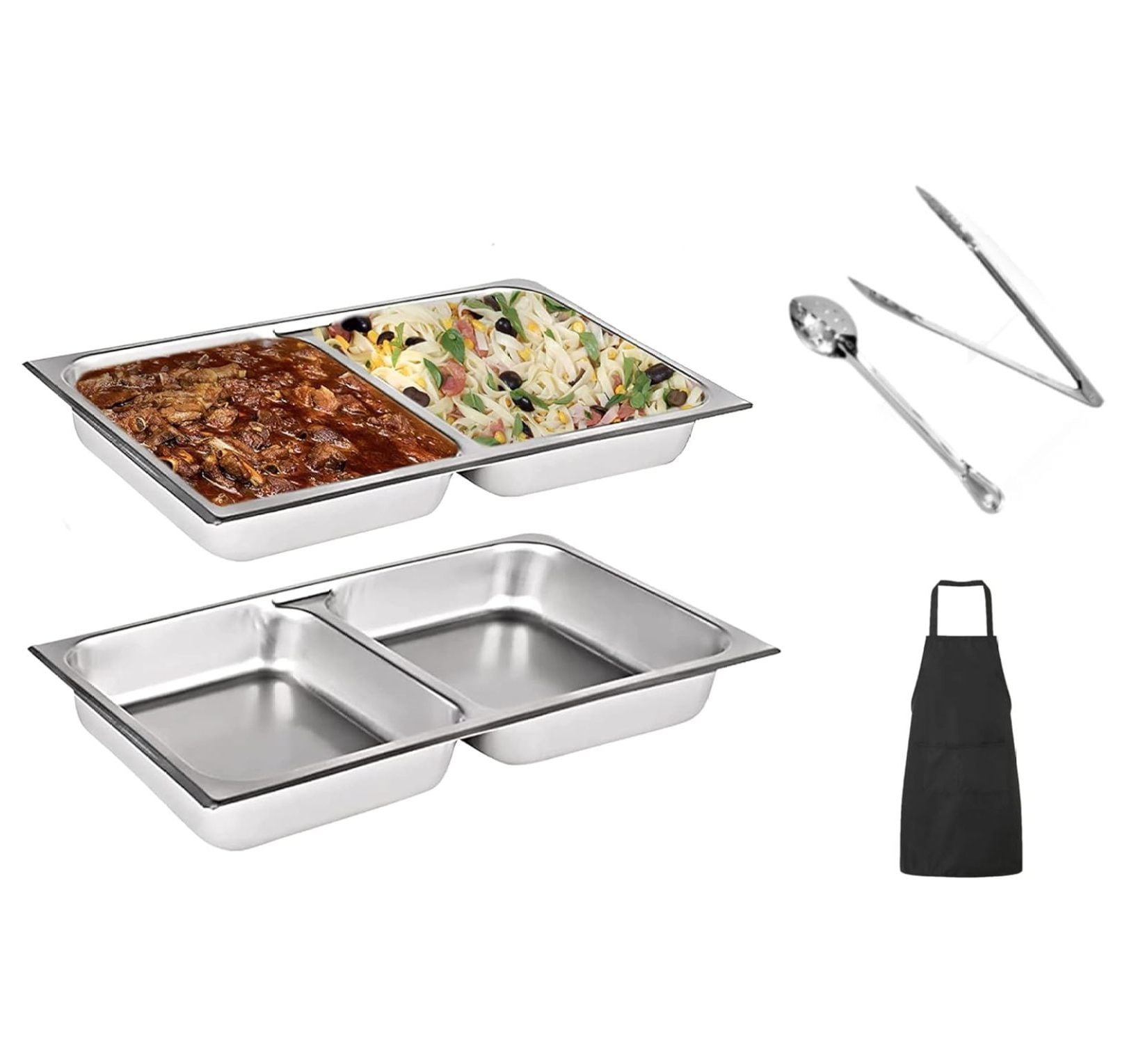 2 Pack Full Size 2.5 Deep Inch Divider Food Pan For a 8qt Chafing Dish ...