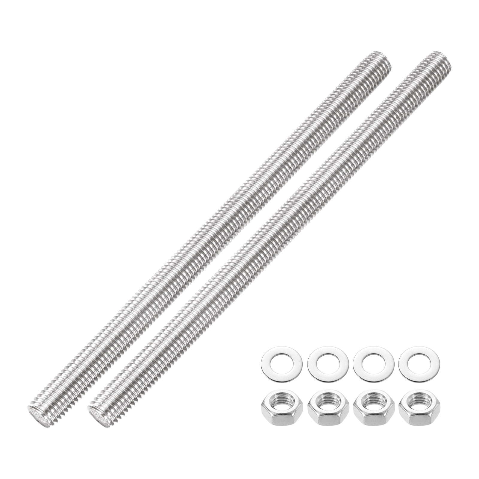 2 Pack Fully Threaded Rod, M12 x 200mm 201 Stainless Steel Right Hand ...