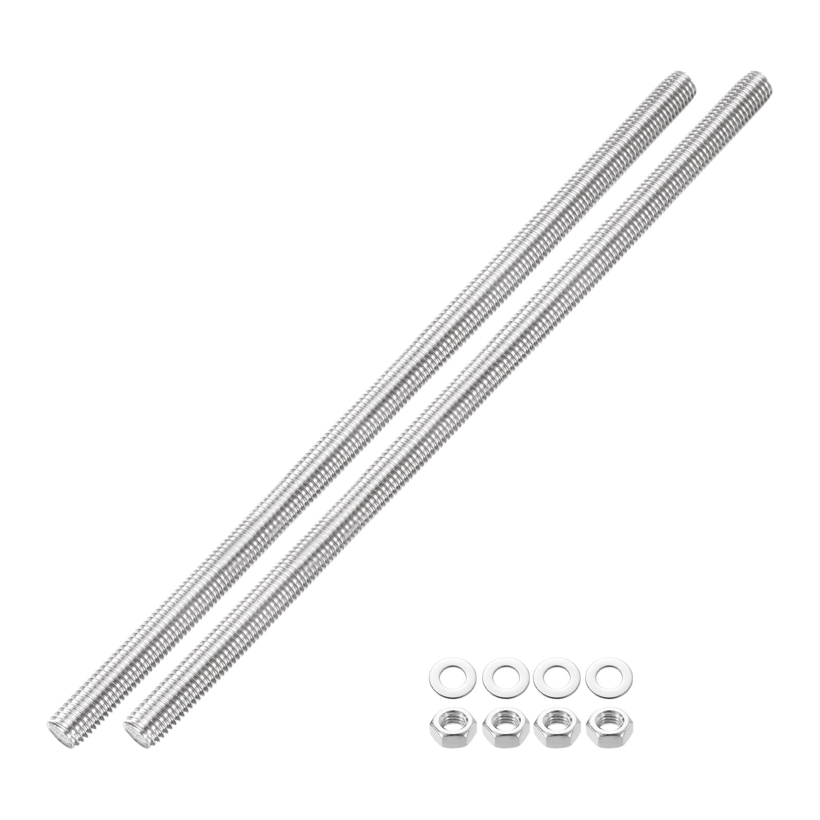 2 Pack Fully Threaded Rod, M12 x 30mm 201 Stainless Steel Right Hand ...
