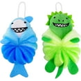 2 Pack Fun Bubble Bath Kid Loofahs, Cute Animal Loofah Bath Sponge ...