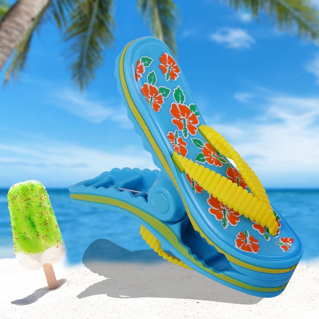 2-Pack Fun Flip-Flop-Shaped Beach Clips – Plastic Towel & Blanket ...