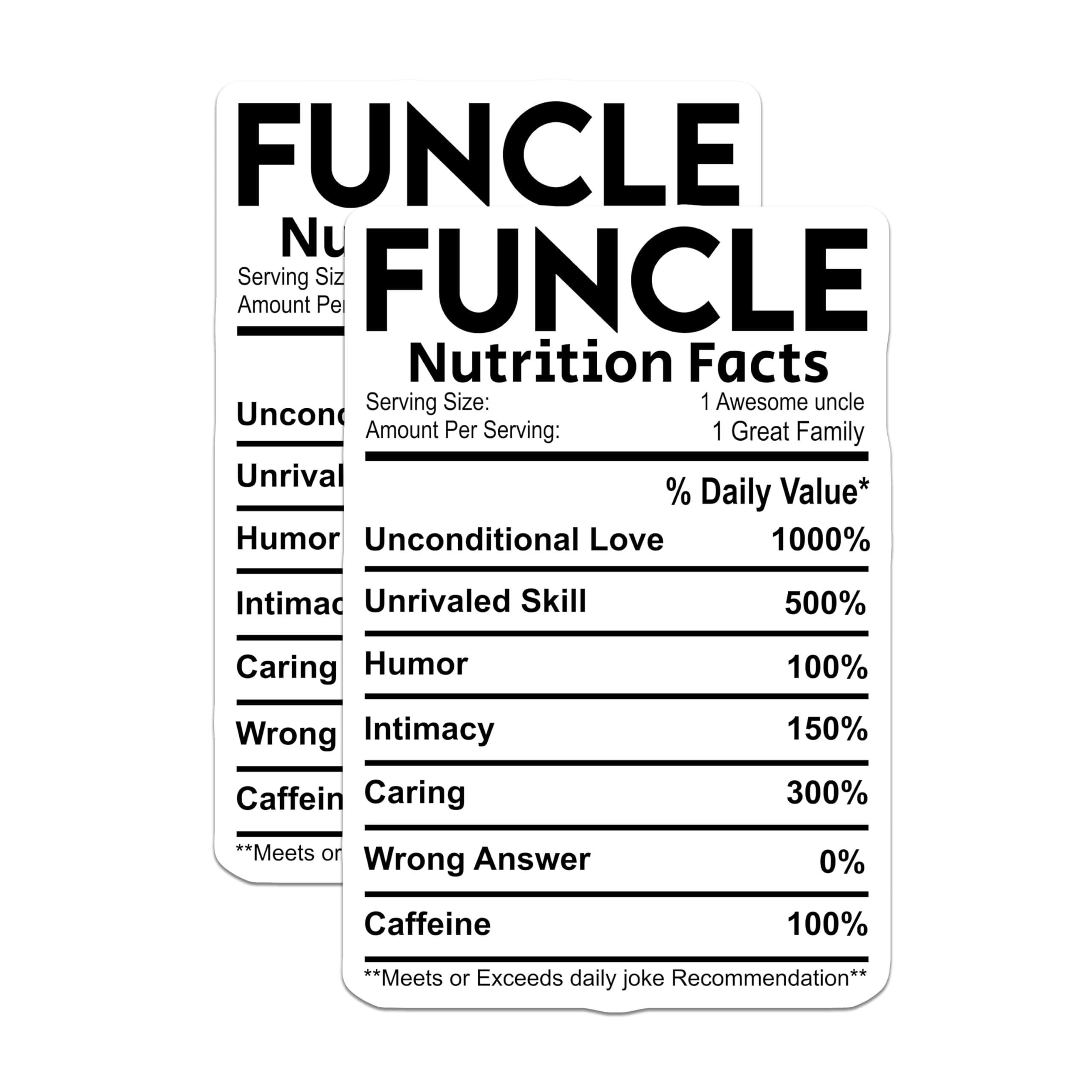 (2 Pack) Funcle Magnets - Uncle Nutrition Facts - Awesome Uncle Family ...