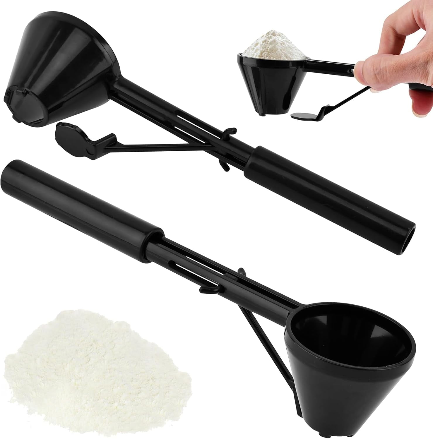 2-Pack Funnel Scoop with Sliding-Bottom Design - Precision Measuring ...