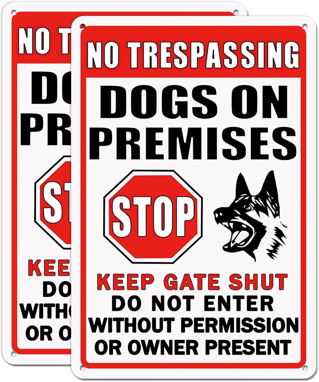 2 Pack Funny Beware Of Dog Sign Warning，No Trespassing Dog On Premises ...