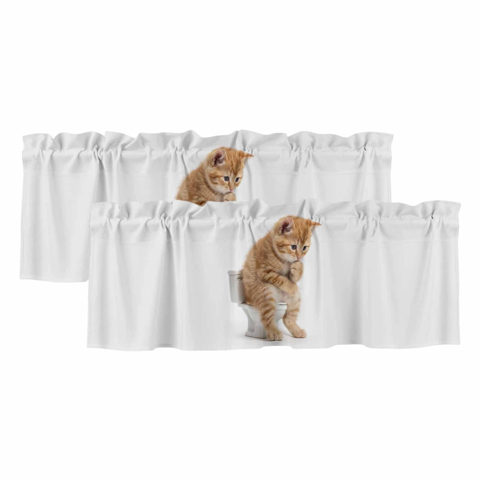 2 Pack Funny Cats Valances for Windows Bedroom Living Room Window ...