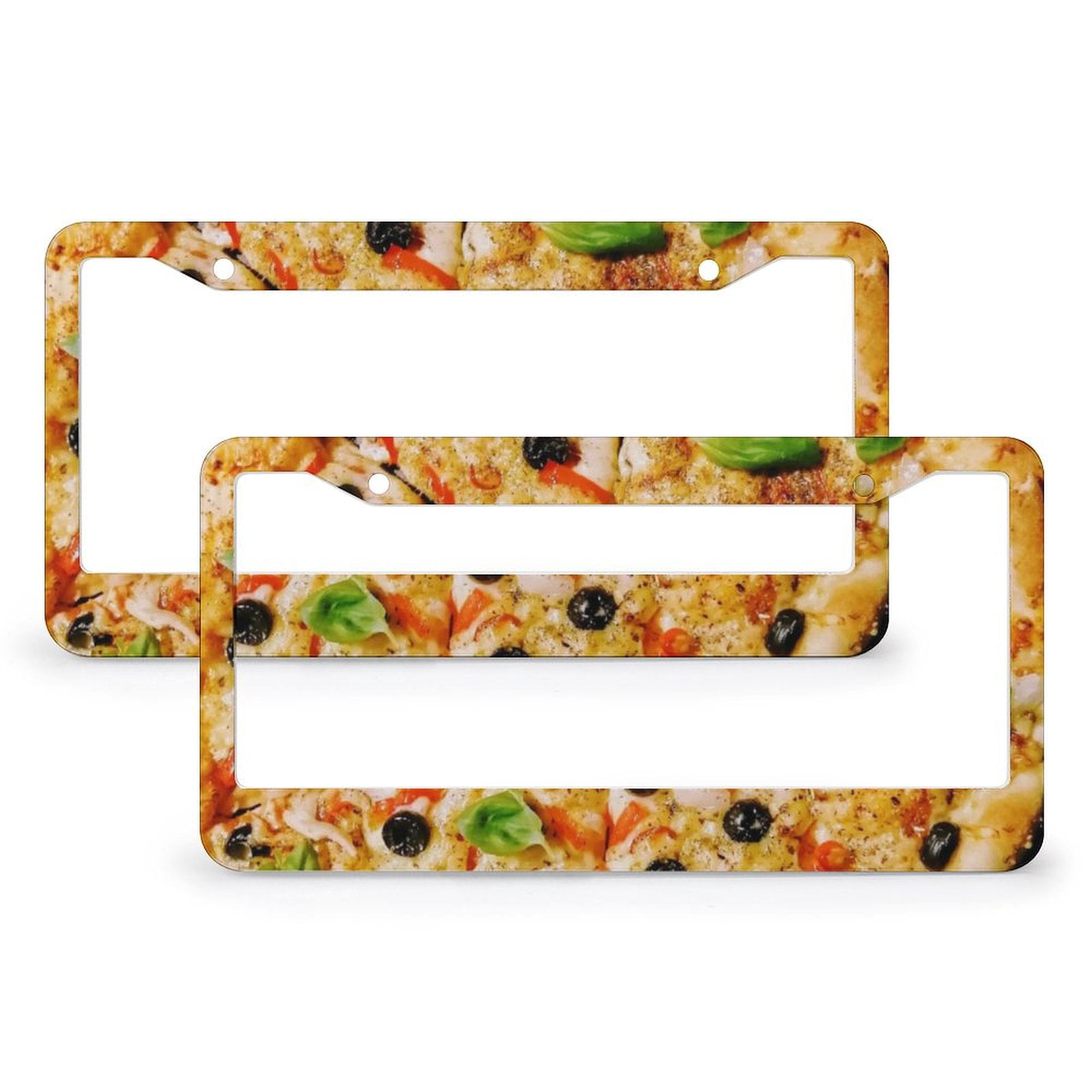 2 Pack Funny Food Pizza Realistic Print License Plate Frame Italian ...