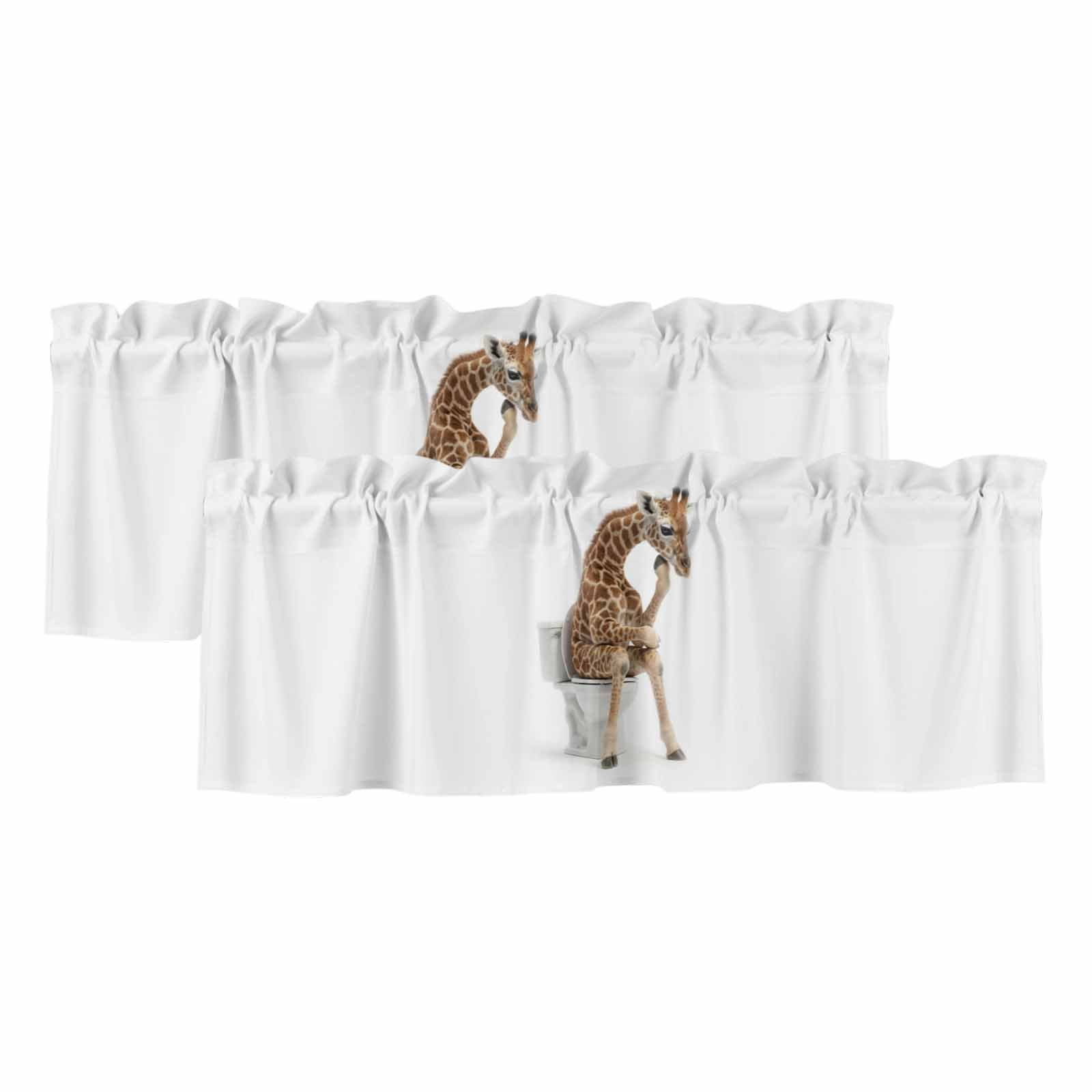 2 Pack Funny Giraffes Valances for Windows Bedroom Living Room Window ...