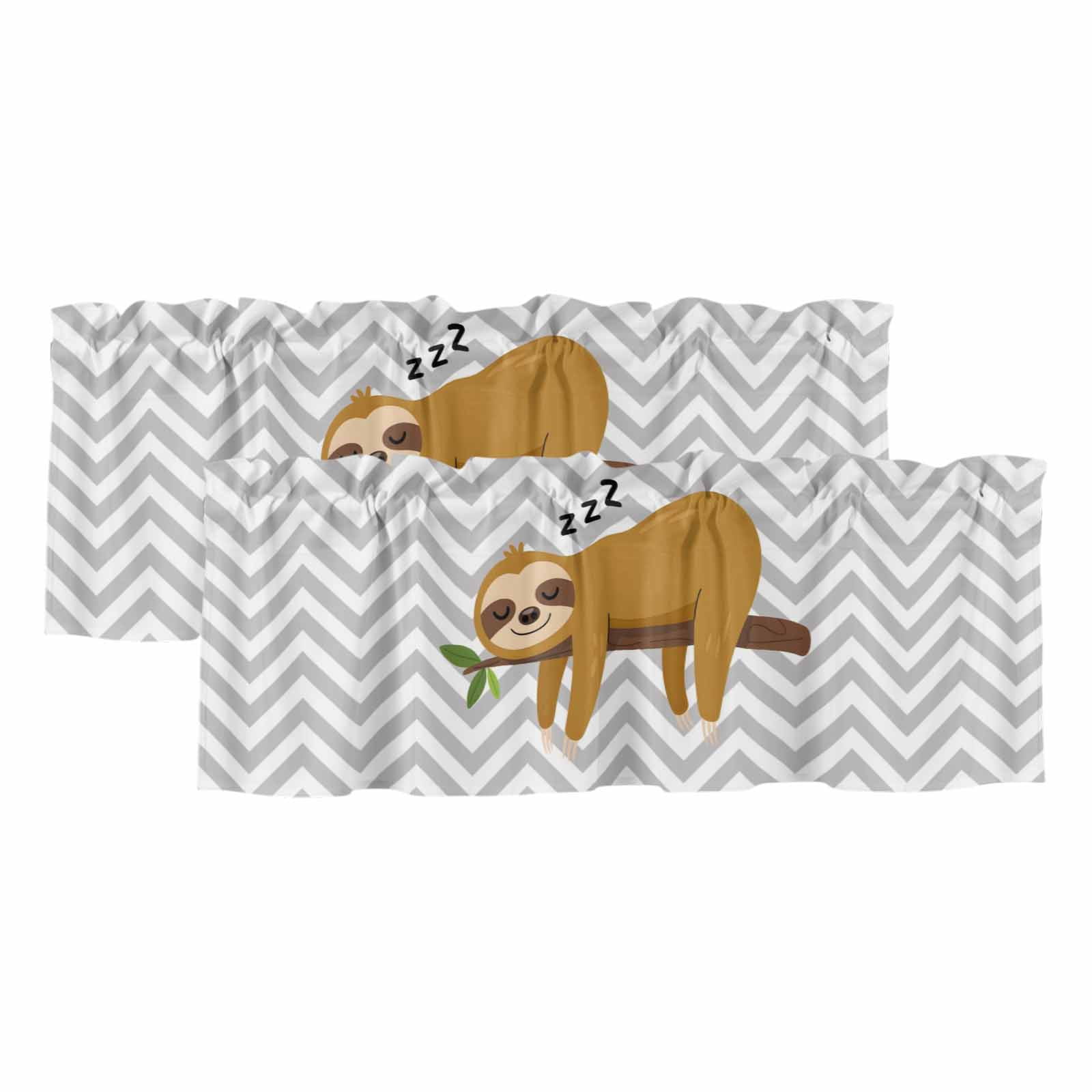 2 Pack Funny Sloth Valances for Windows Bedroom Living Room Window ...
