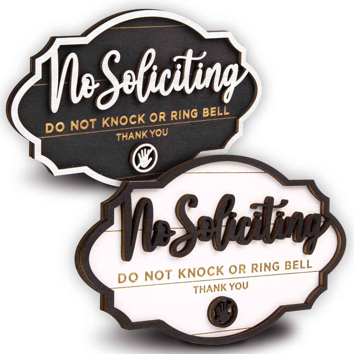 2 Pack Funny No Soliciting Signs for Front Door - Hanging 'Do Not Knock ...