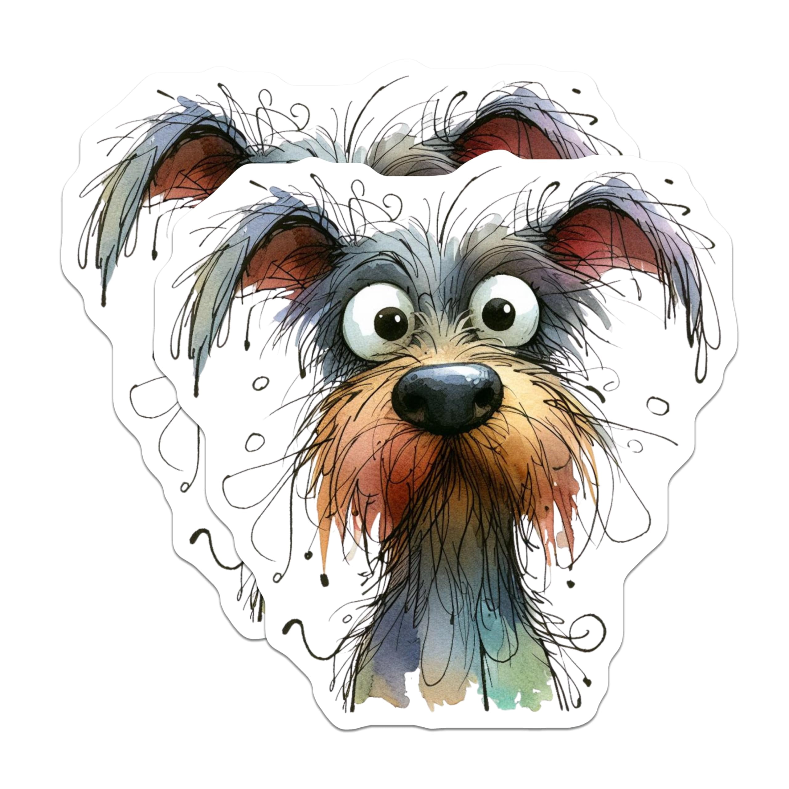 (2 Pack) Funny Watercolor Dog Magnets - Shaggy Pet Art Decor - Goofy ...