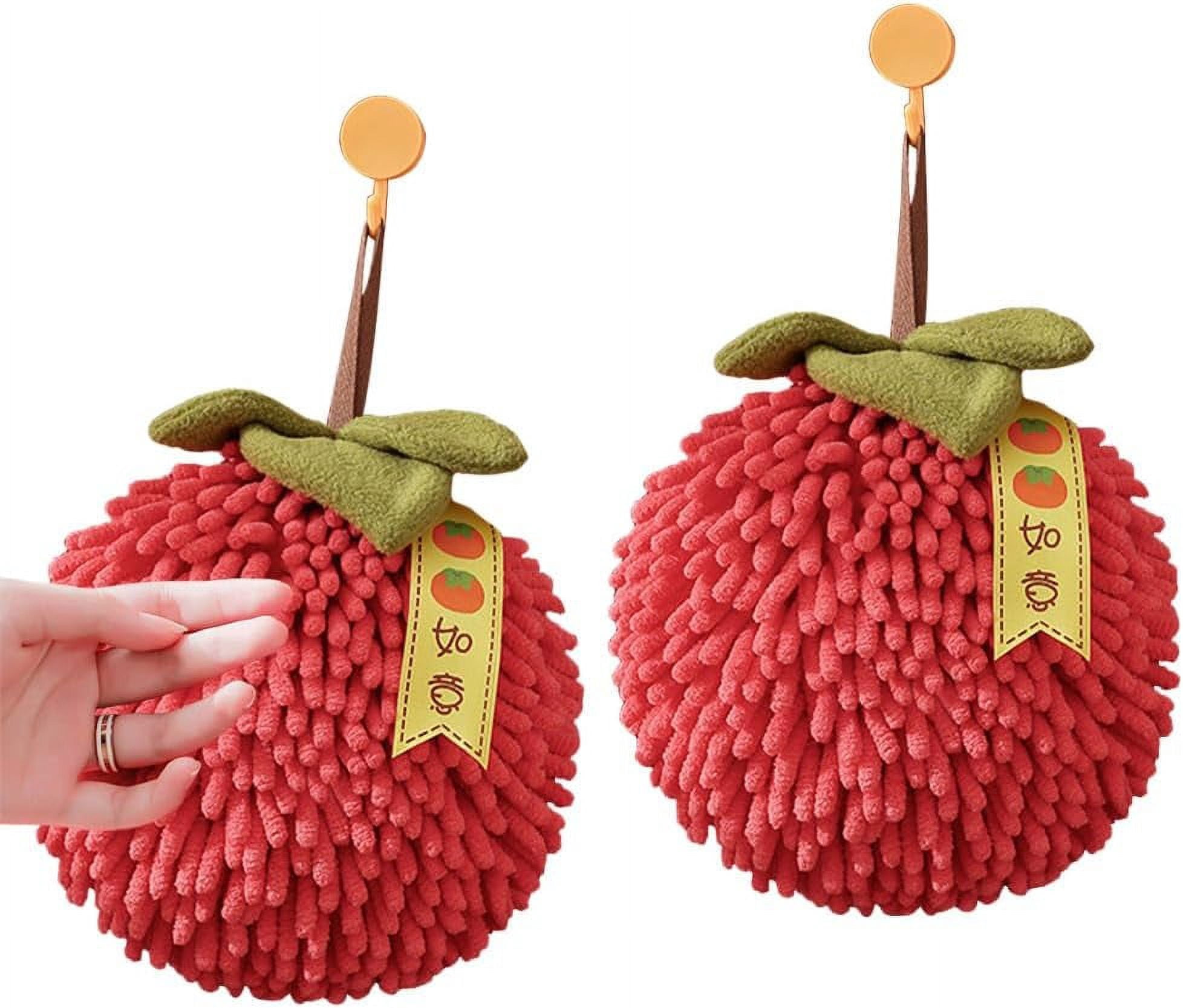 2 Pack Fuzzy Ball Chenille Hand Towels Soft Absorbent Chenille Ball ...