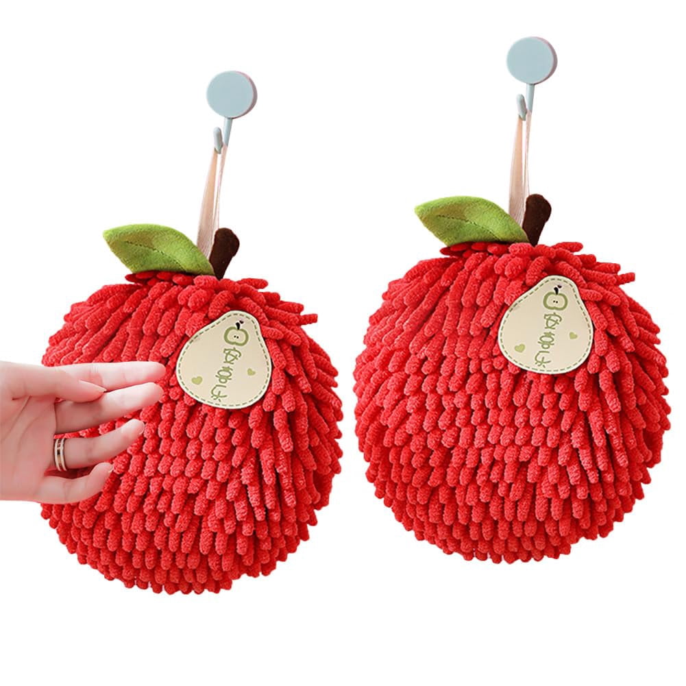 2 Pack Fuzzy Ball Hand Towels Soft Absorbent Chenille Ball Towel Sets ...