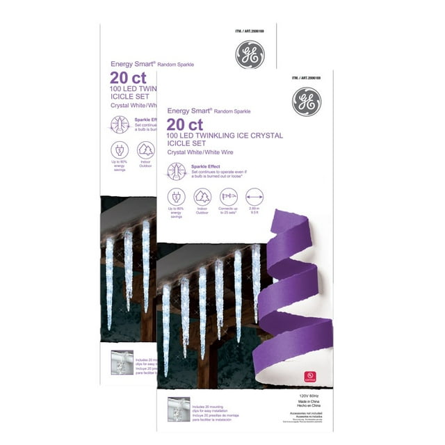 2 Pack | GE Energy Smart Random Sparkle 20 Count 100 LED Twinkling ...