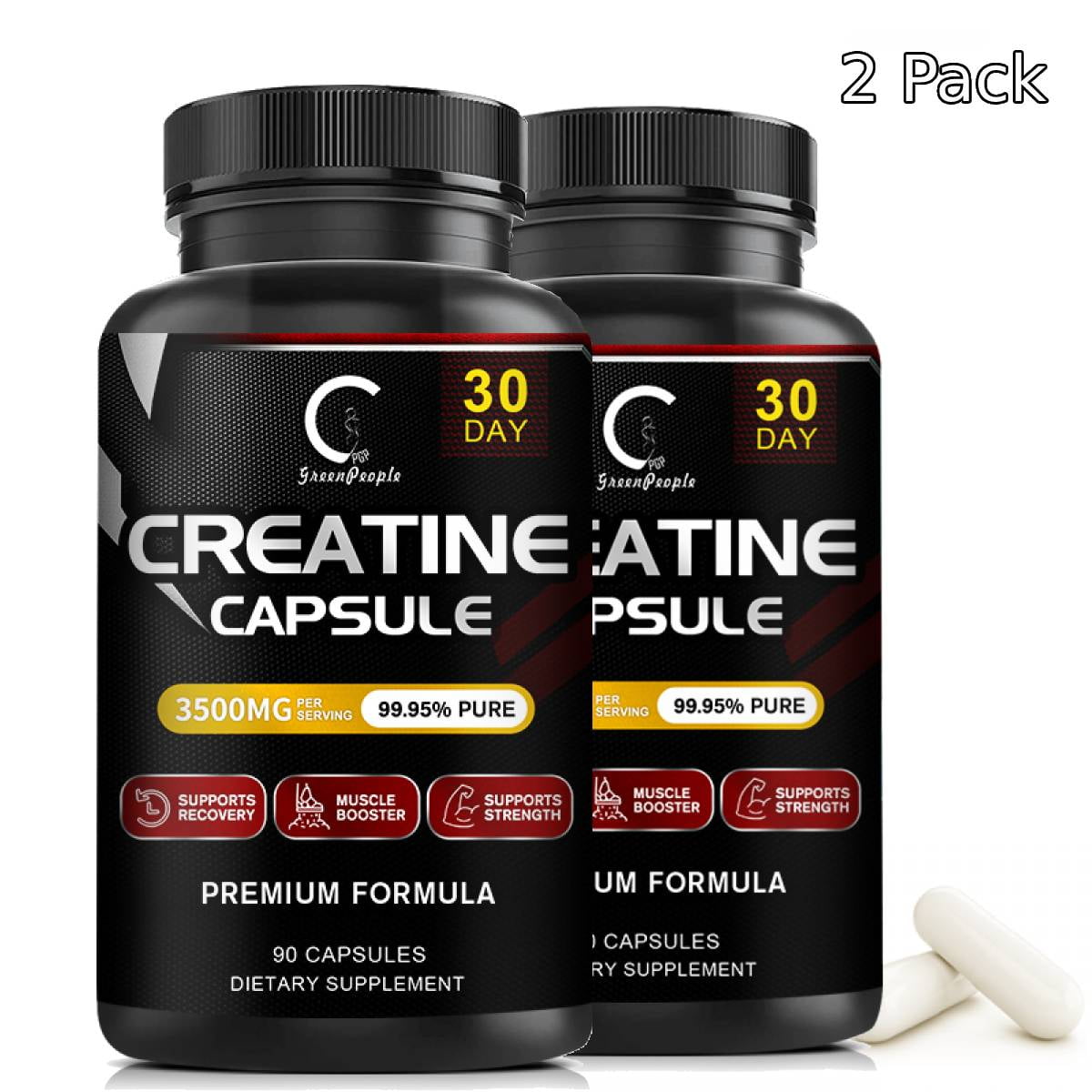 (2 Pack) GPGP Creatine Monohydrate Capsules 3500mg 90 Pills - Creatine ...