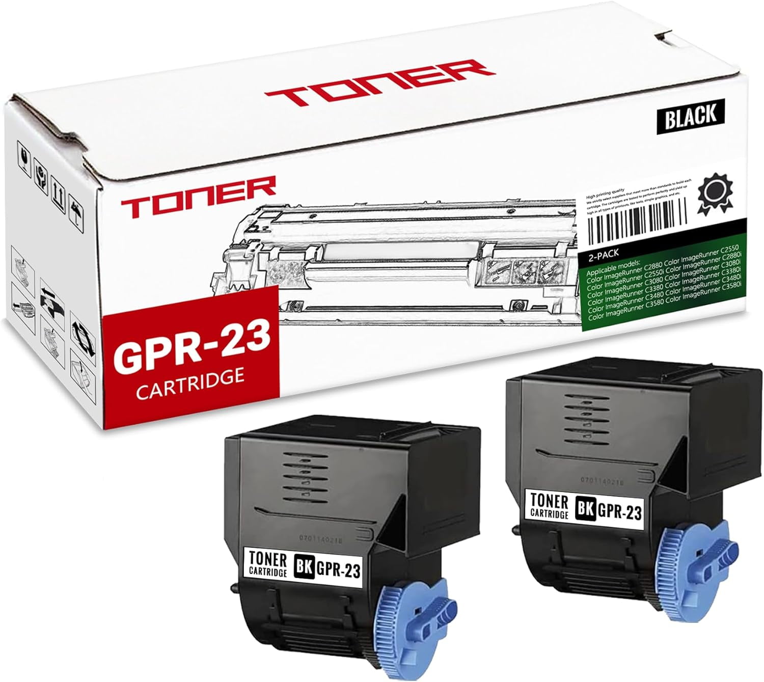 2-Pack GPR-23 0452B003AA Black Toner Cartridge, High Yield 28,000 Pages ...