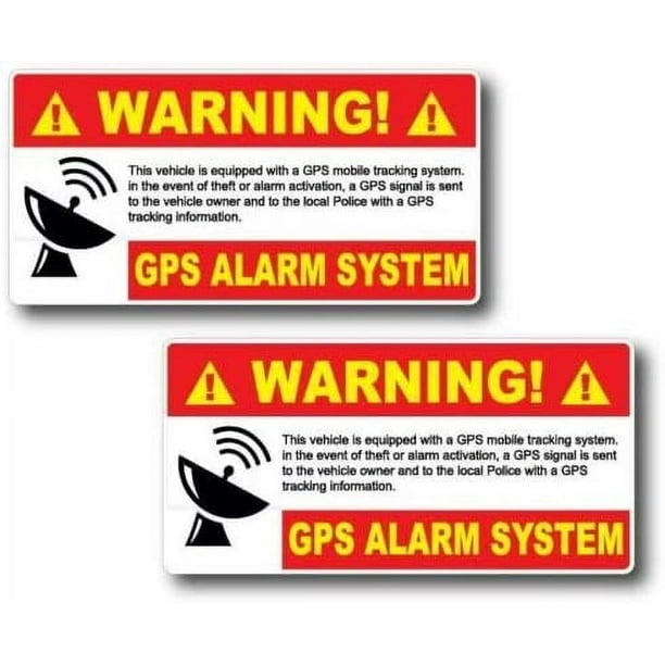 2 Pack GPS Alarm System Warning Decal Security Sticker Vinyl Car Truck ...