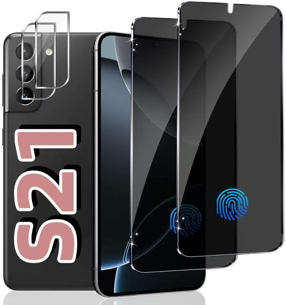 2 Pack For Galaxy S21 Privacy Screen Protector With 2 Pack Camera Lens ...