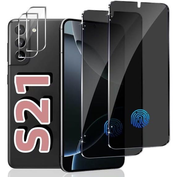 2 Pack For Galaxy S21 Privacy Screen Protector With 2 Pack Camera Lens ...