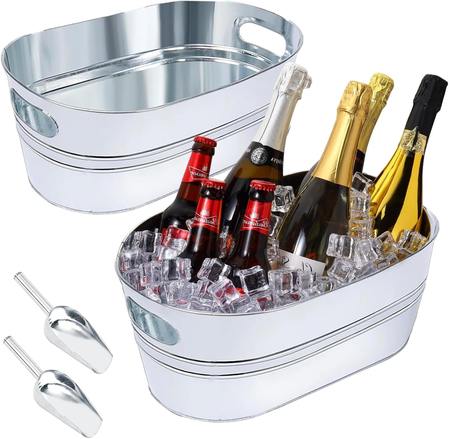 2 Pack Galvanized Ice Bucket 4 Gallon Galvanized Tub Ice Bucket for ...