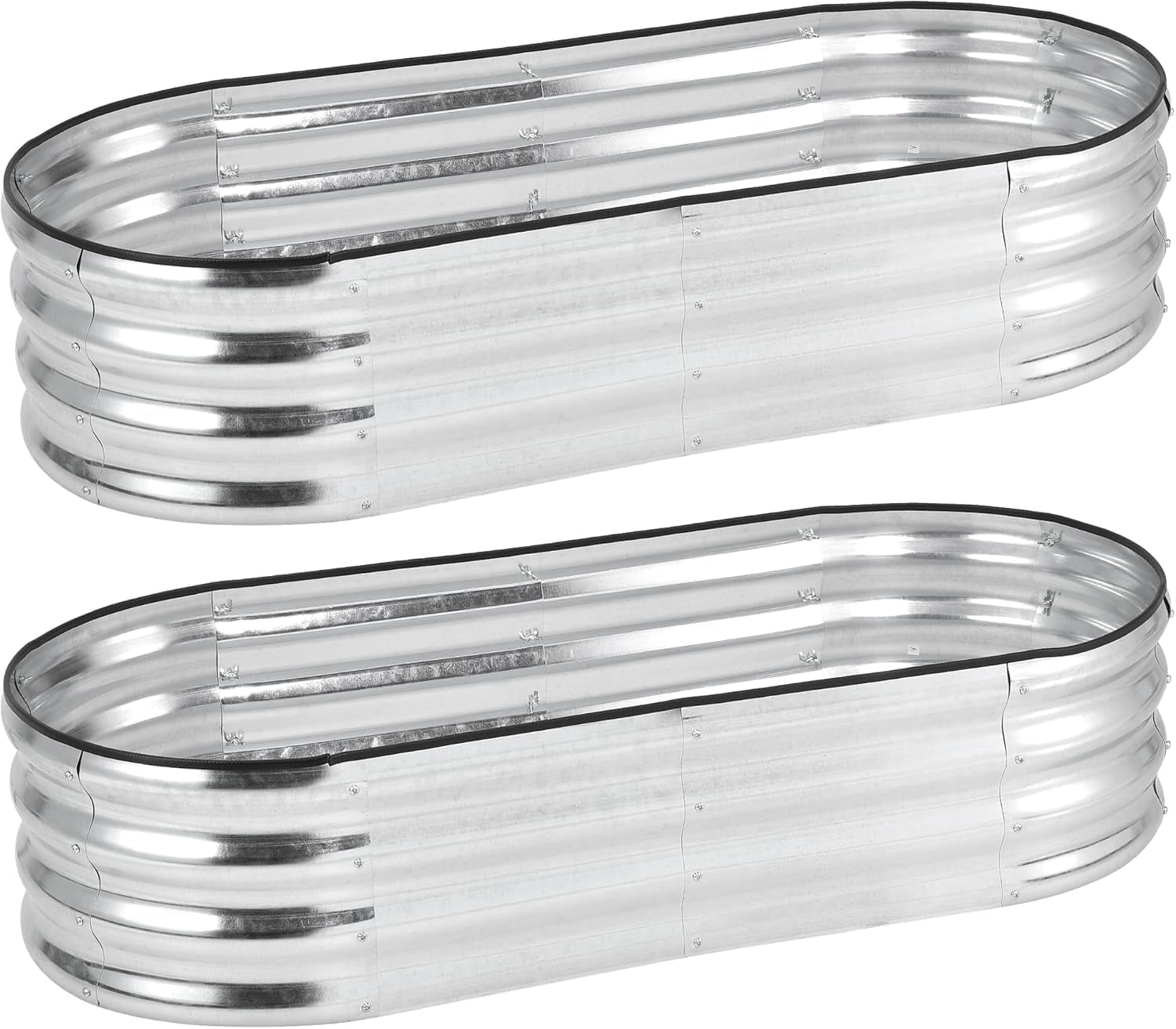 2 Pack Galvanized Raised Garden Bed Oval Planter Box (4.5x2x1 FT ...