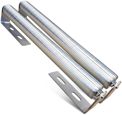 2-Pack Galvanized Steel Conveyor Rollers with Brackets – 22" Roller Set for Conveyors ...