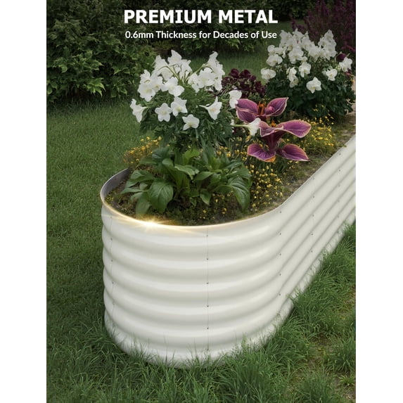 2-Pack Galvanized Steel Raised Garden Beds – Oval Wave Planter Boxes ...