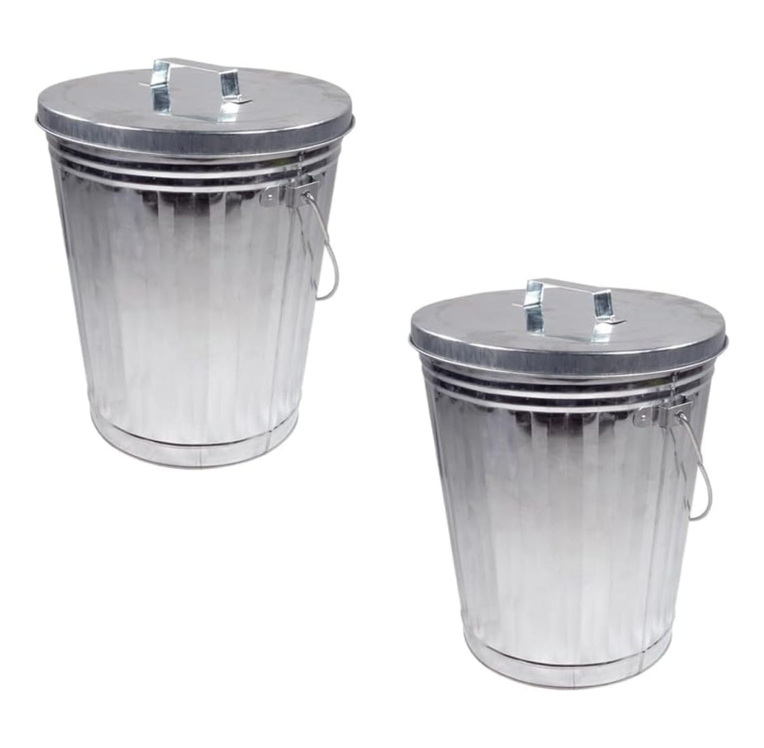 2 Pack Galvanized Steel Trash Can with Lid - 6 Gallon Mounted Garbage ...