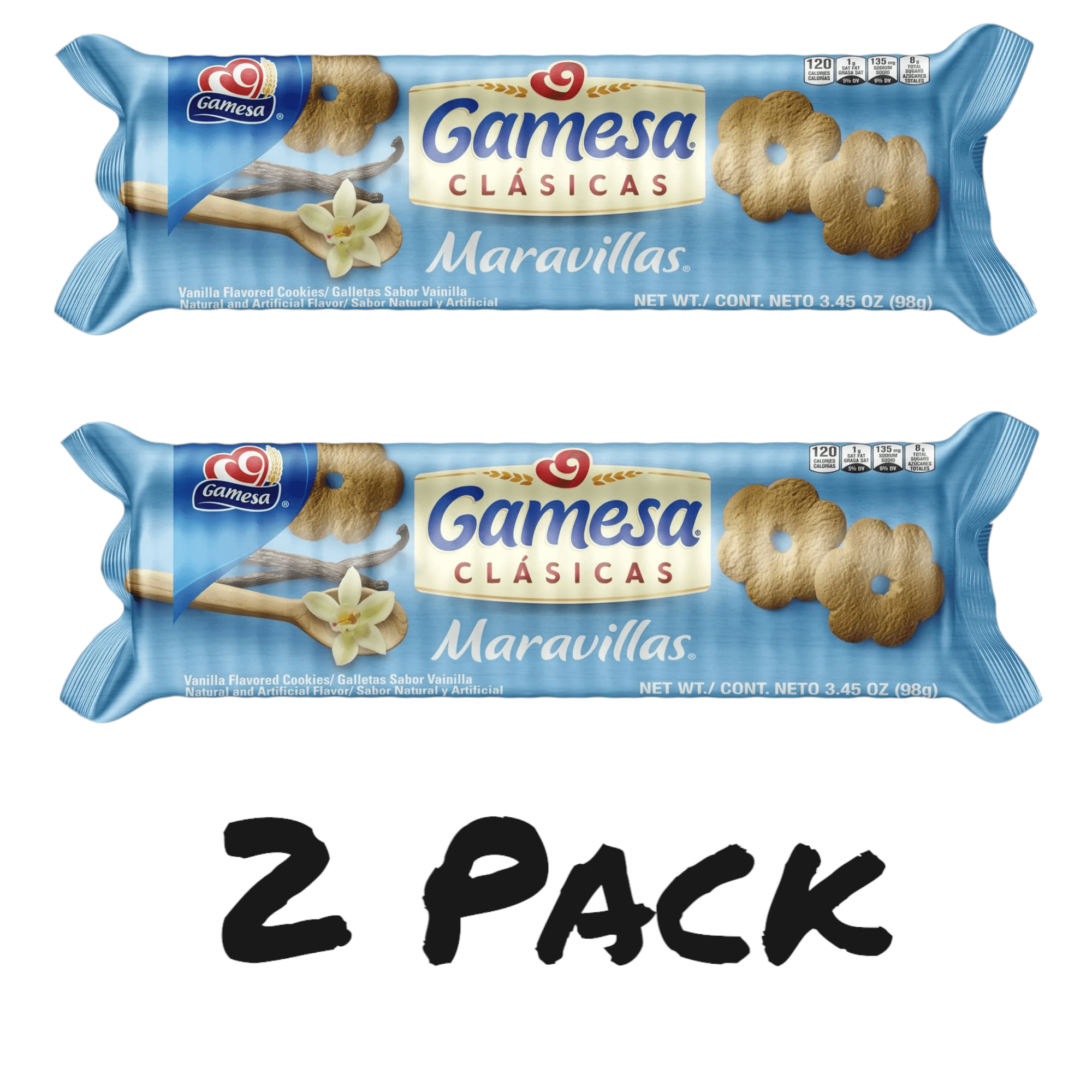 ( 2 Pack ) Gamesa Maravillas Vanilla Cookies 3.45 oz 20 Count - Walmart.com