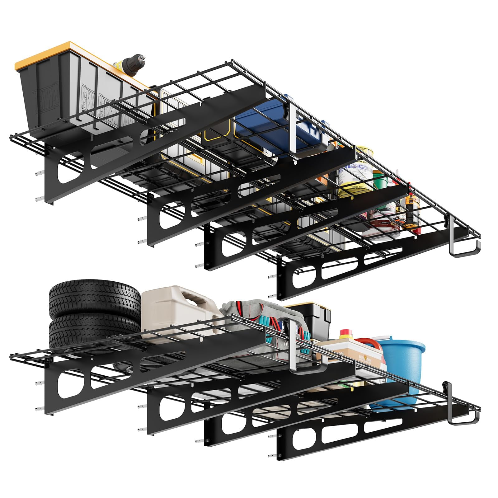 2-Pack Garage Shelving, Wall Shelf Garage Storage Rack Floating Shelves ...