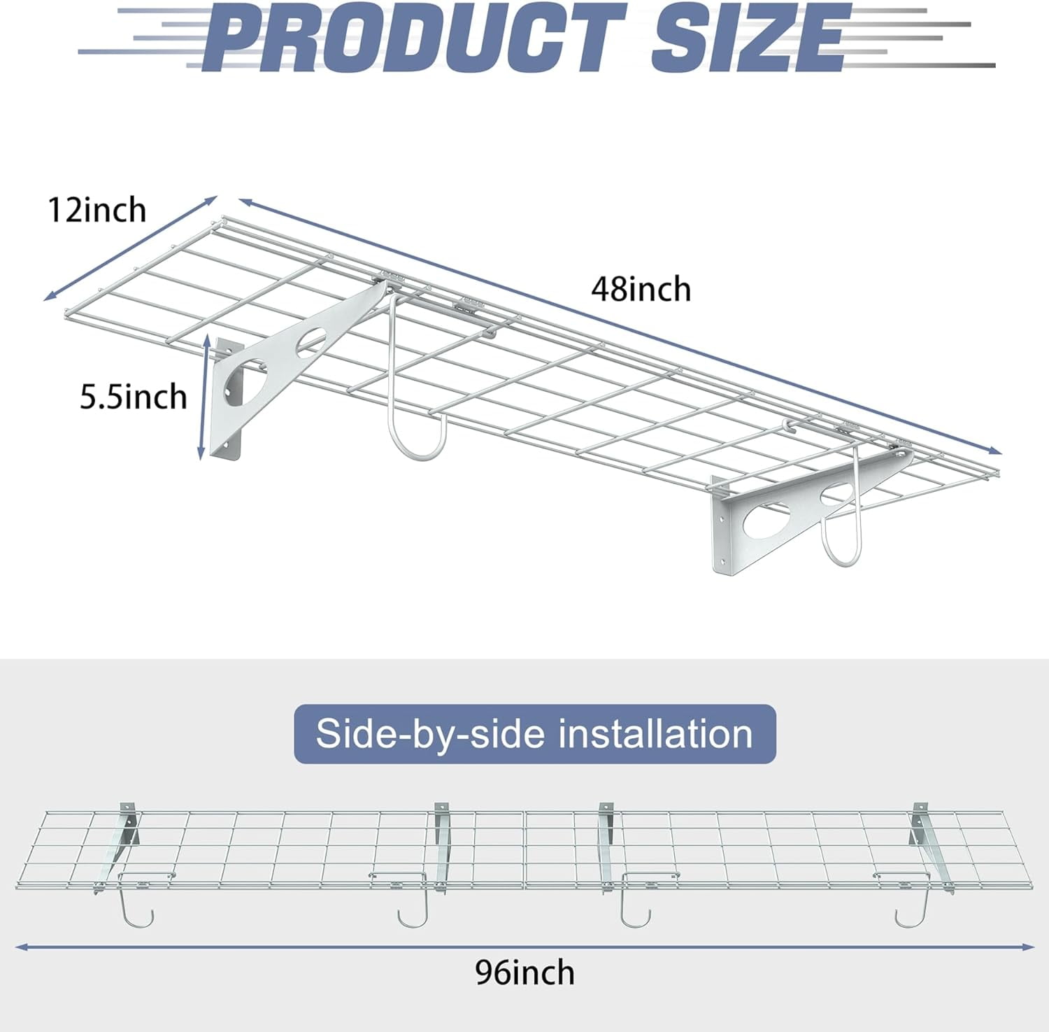 2-Pack Garage Wall Shelves, 1 x 4 ft/12 * 48 inch Wall Mounted Storage ...