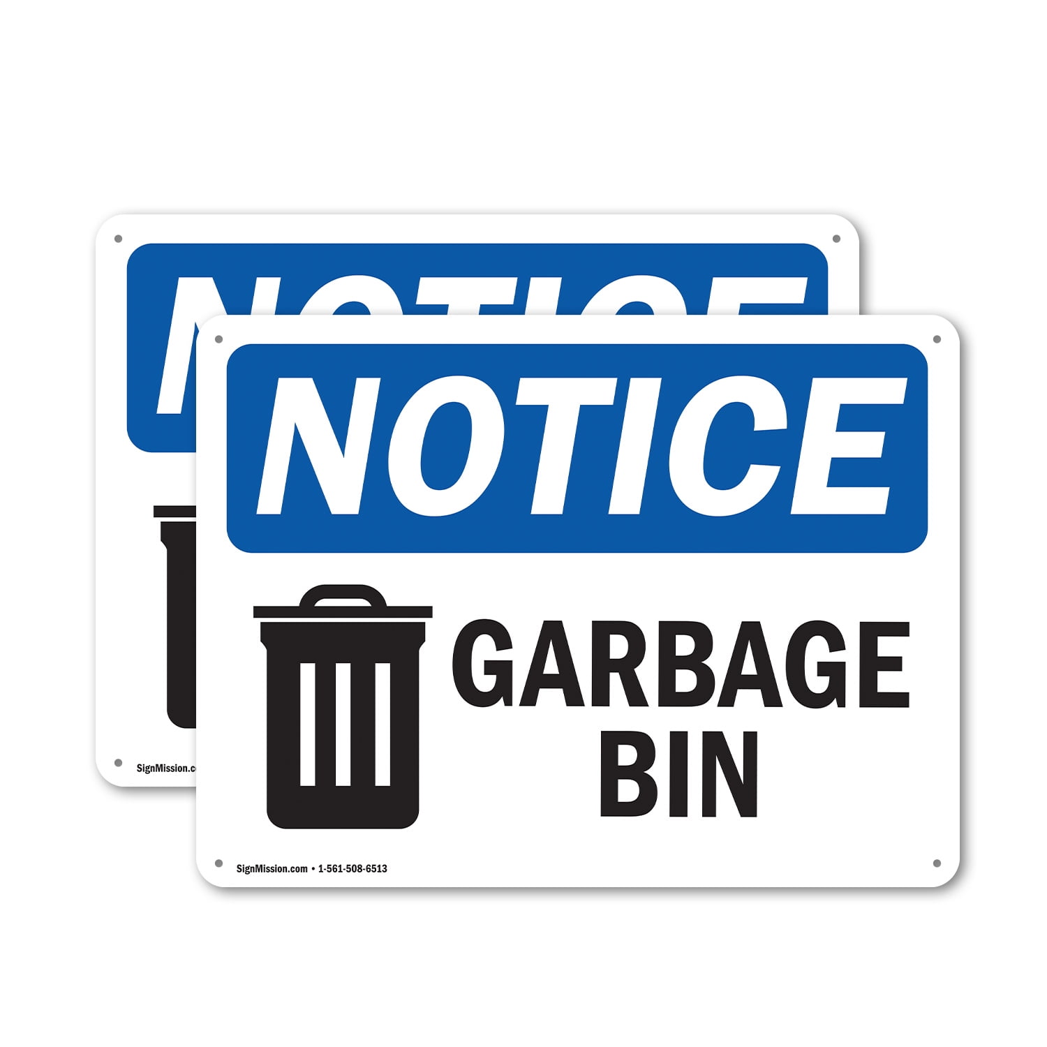 (2 Pack) Garbage Can OSHA Notice Sign 18 Inch X 12 Inch Indoor ...