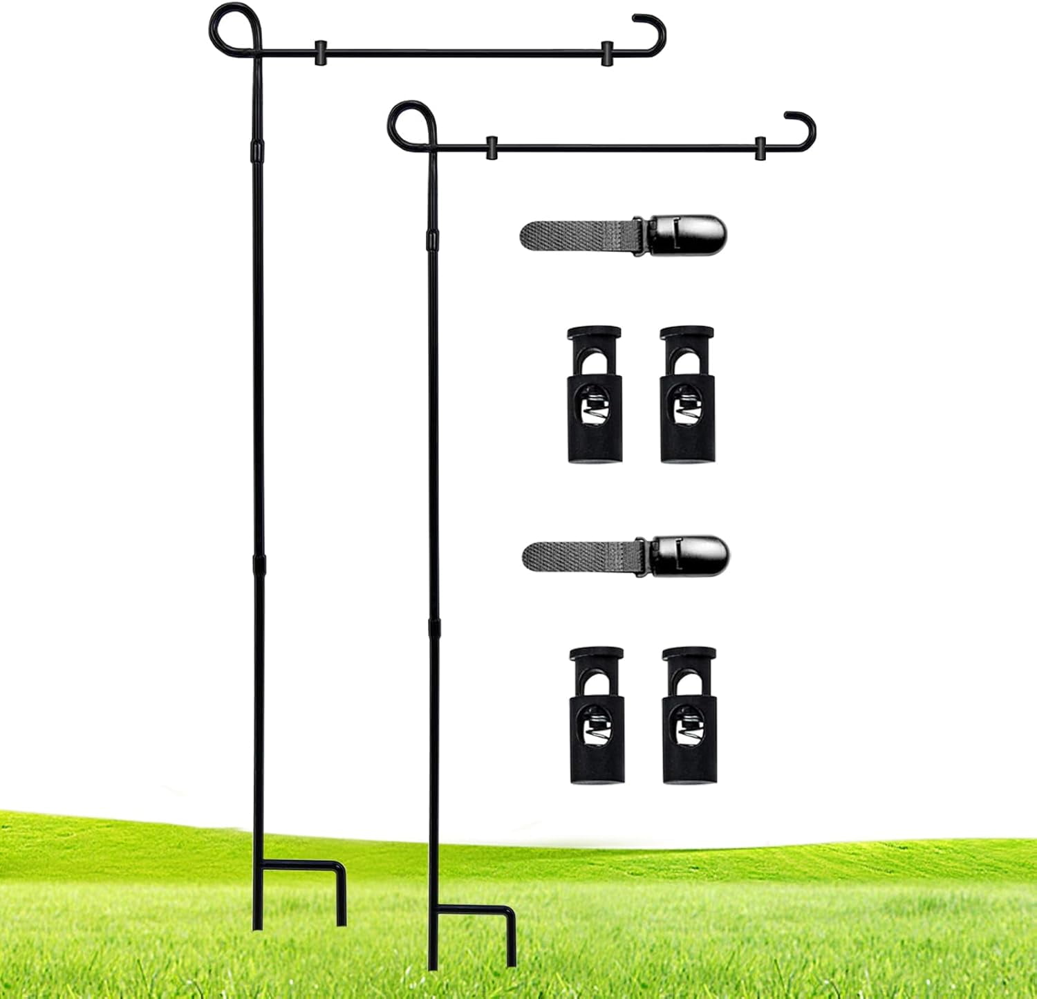 2 Pack Garden Flag Stand Holder Pole,Premium Powder-Coated Weather ...