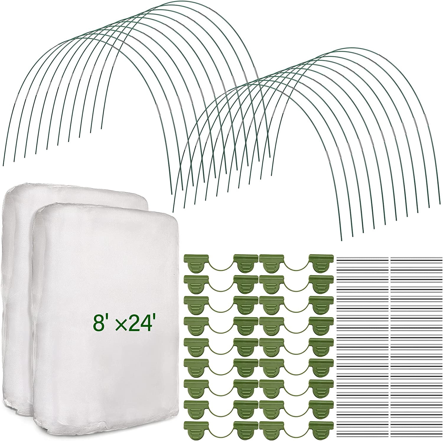 2 Pack Garden Mesh Netting Kit Plant Cover with 100 Garden Hoops 72 ...