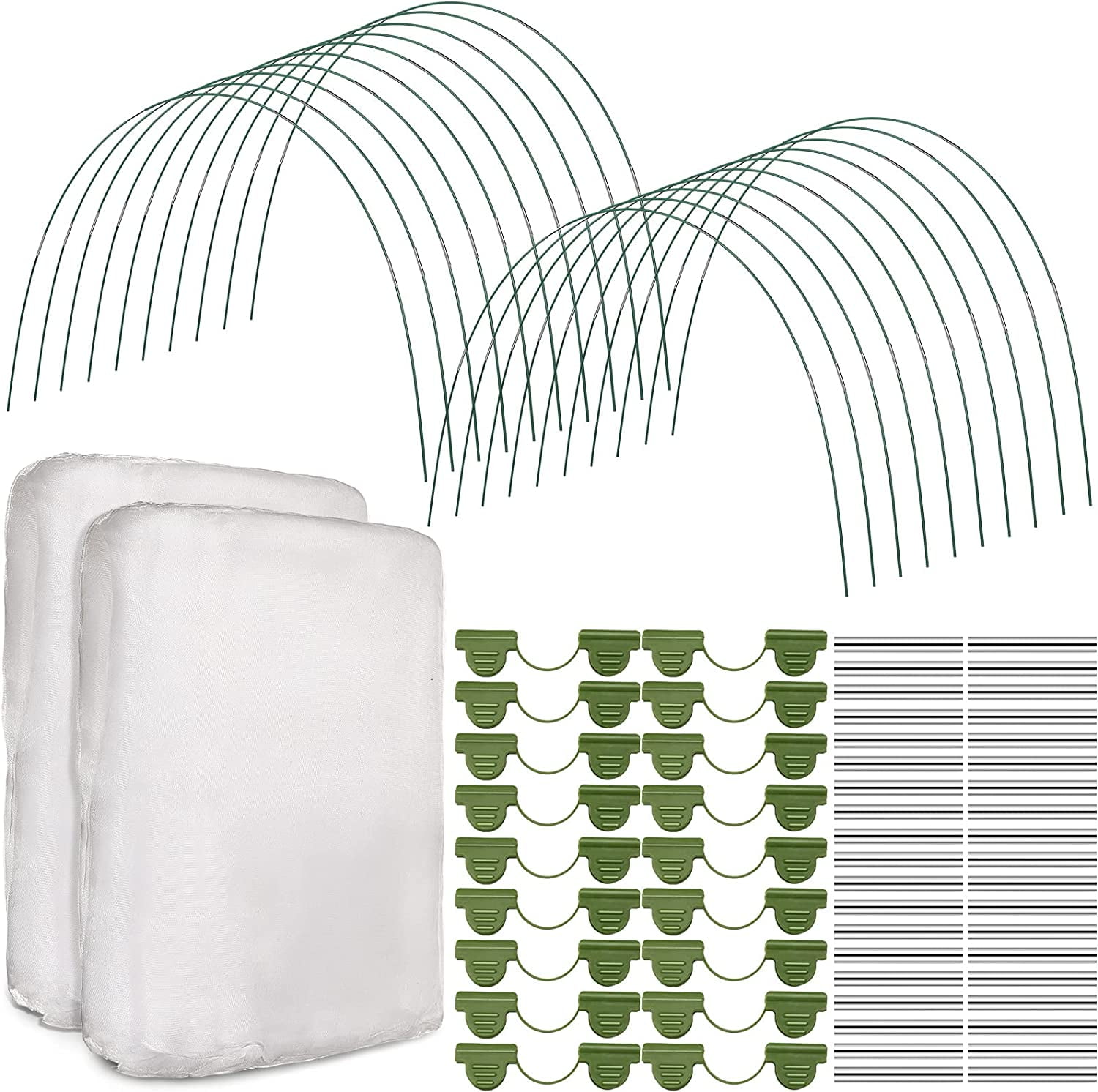 2 Pack Garden Mesh Netting Kit Plant Cover with 100 Garden Hoops 72 ...
