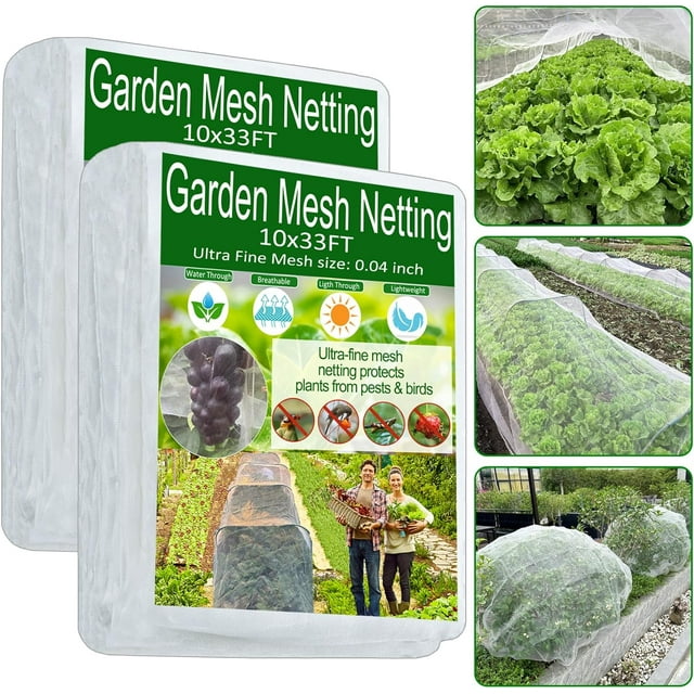2 Pack Garden Netting - 10x33Ft,Ultra Fine Mesh Netting,Raised Bed ...