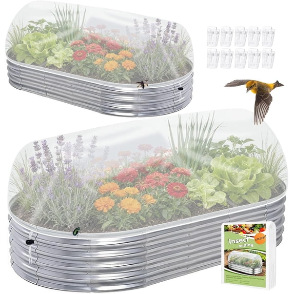2 Pack Garden Netting for 8x4x1ft Raised Beds, Ultra-Fine Mesh Plant ...
